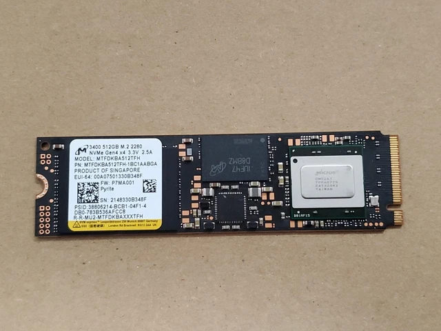 MICRON 3400 512GB NVMe M.2 2280 NVME Gen4x4 MTFDKBA512TFH 0JNPWN EUR 38 ...