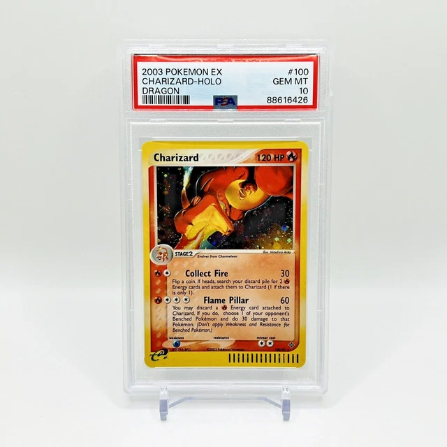 PSA 10 CHARIZARD Holo 100/97 EX Dragon 2003 Pokémon GEMM COMME NEUF ...