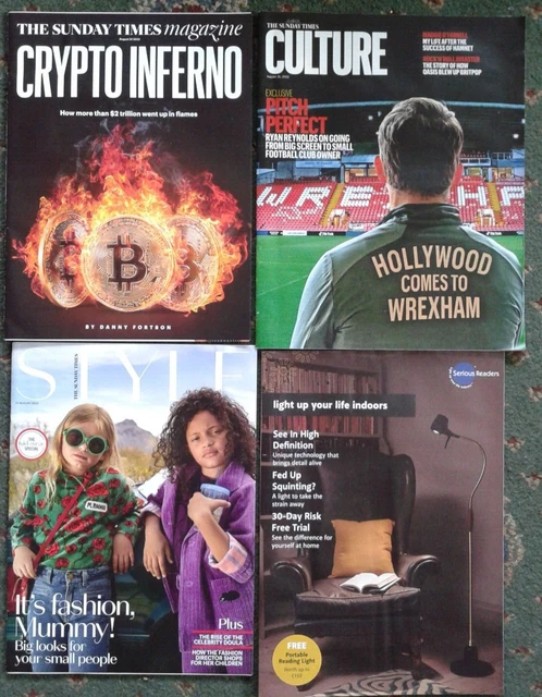 SUNDAY TIMES MAGAZINE 21 Aug 2022 Bitcoin Crypto Hollywood/Wrexham Kids' Fashion £2.99 - PicClick UK
