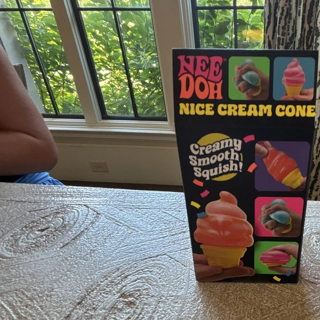 NEE DOH NICE Cream Cone Tactile Squeeze Squish Toy, Blue/Yellow, Ages 4 ...
