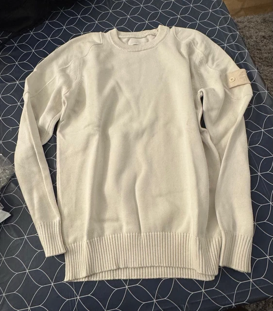 STONE ISLAND WHITE Ghost Jumper In Large Worn Once £175.00 - PicClick UK