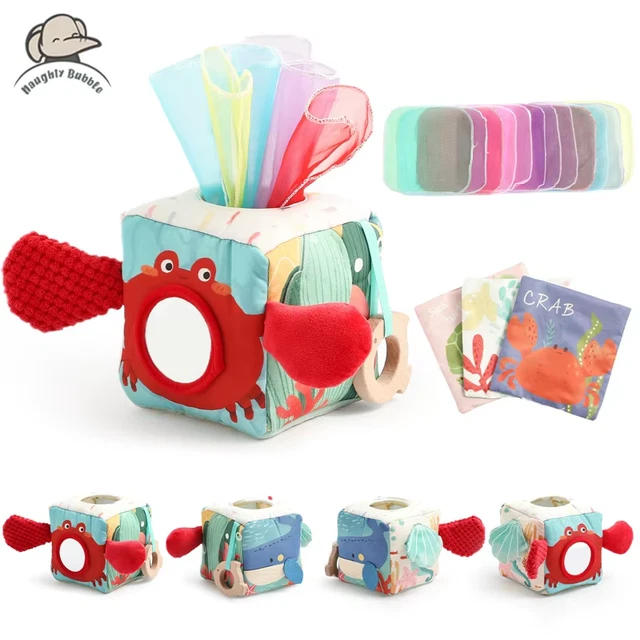 BABY MONTESSORI TOY Cotton Magic Tissue Box Finger Exercising Busy ...