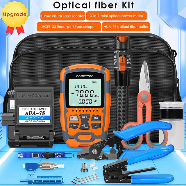 FIBER OPTIC FTTH Tool Kit 7S Cutter Cleaver M7 Optical Power Meter VFL ...