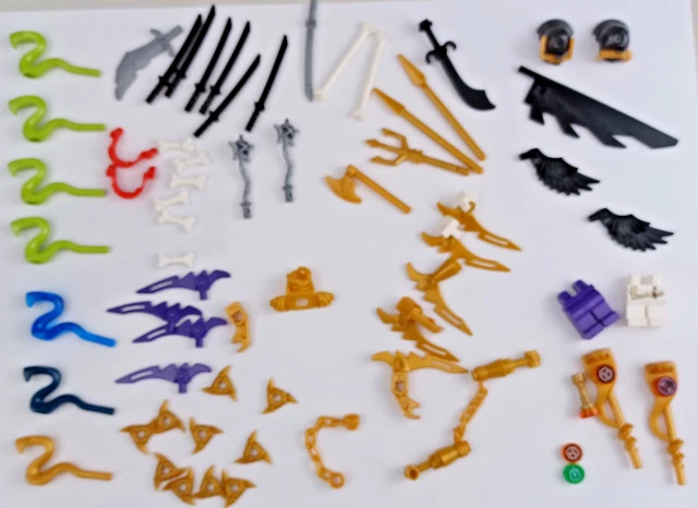 LEGO NINJAGO WEAPONS Bundle Staff Mace Shurikens Swords Blades Snakes ...