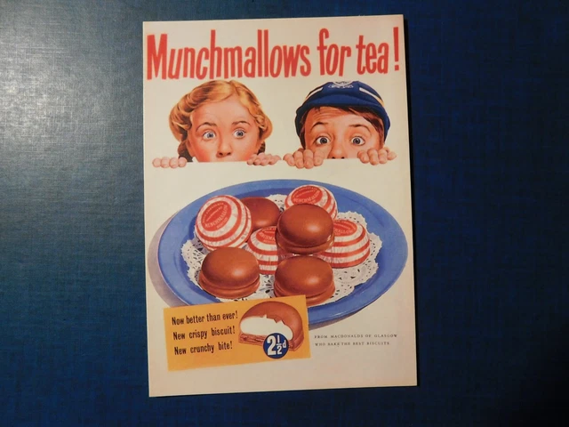 MACDONALDS MUNCHMALLOWS FOR Tea Advert Robert Opie P/card c 1990 £3.49 ...