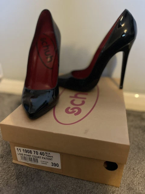 SCHUH LOIS POINT Black Patent Court Stiletto High Heels Brand New UK 6 ...