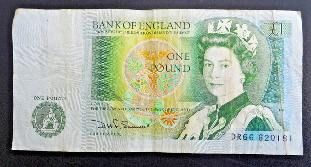 BANK OF ENGLAND Old One Pound Note DHF Somerset DR66 620181 £2.95 ...