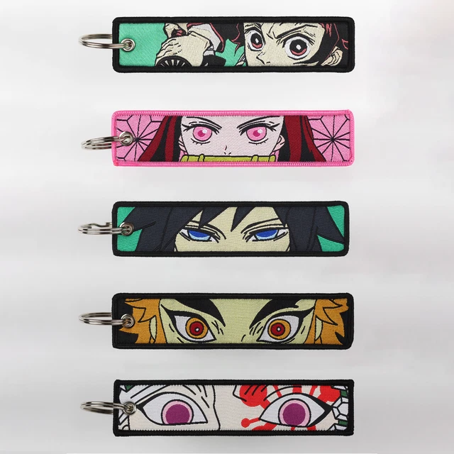 DEMON SLAYER ANIME Embroidered Keychain Tanjiro Nezuko Rengoku Tengen ...