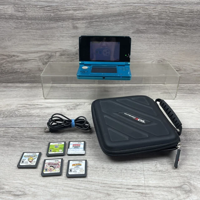 NINTENDO 3DS AQUA Blue Teal Console CTR-001 USA Blue System + Case ...
