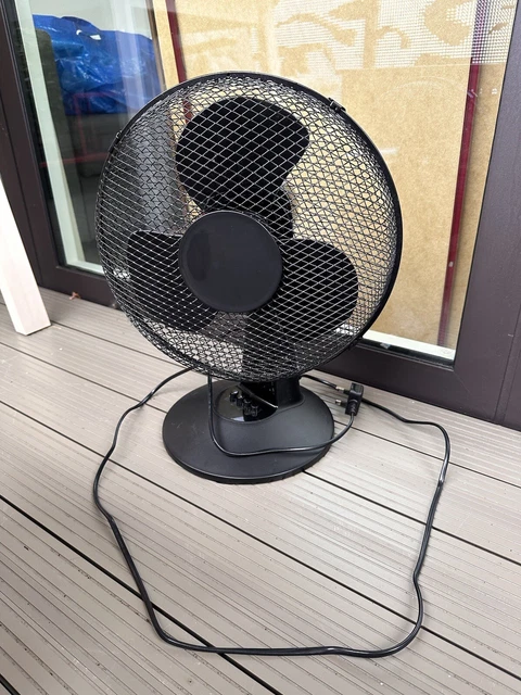 CHALLENGE BLACK OSCILLATING Desk Fan - 12" £7.00 - PicClick UK