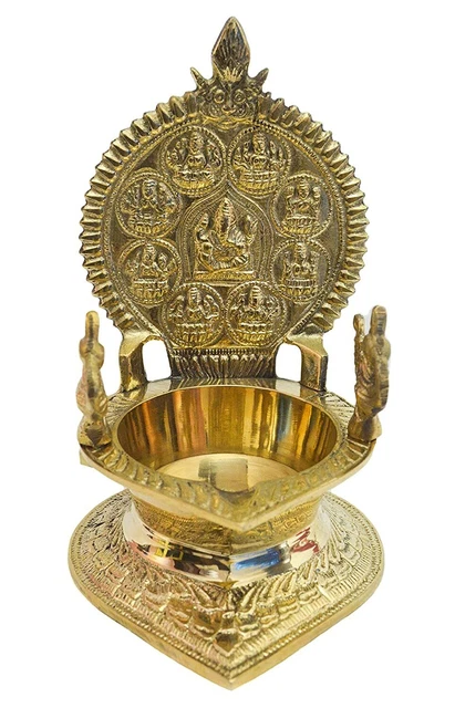 GRAND CHAITANYA ASHTA Lakshmi ( Laxmi ) Bon Augure Symbole Diya D Lamp ...