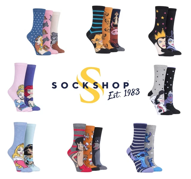 WOMENS DISNEY SOCKS Cartoon Film Characters Retro Novelty Cute Fun Gift ...