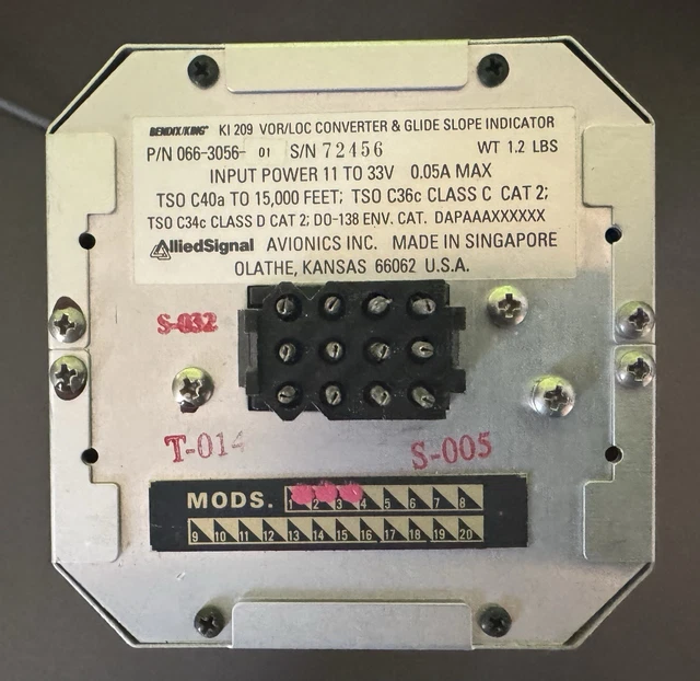 BENDIX-KING KI-209 VOR/LOC/GS Indicator 066-3056-01, Form 8130-3 $1,395 ...