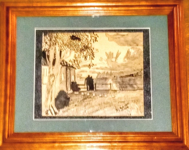 ORIGINAL PEN INK drawing By Listed Artist BOB HALL 5-5-1944 Americana ...