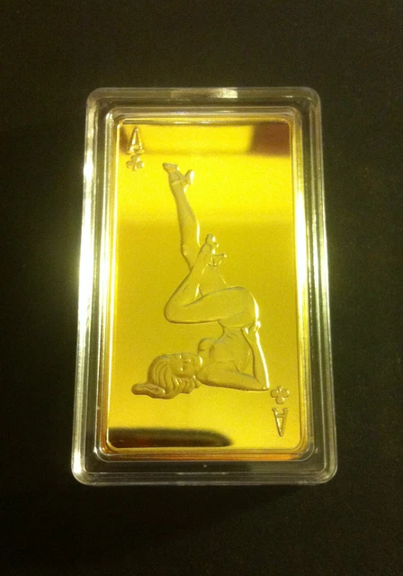 1 OZ ACE of Clubs Sexy Lady Ingot Finished in 999 24 k Gold $10.00 ...