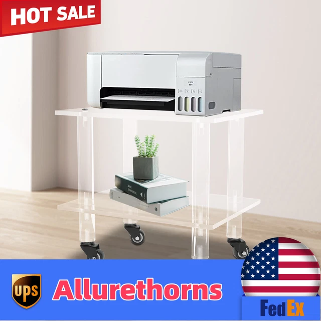 CLEAR UNDER DESK Printer Rolling Cart Office Machine Stand Storage Rack ...