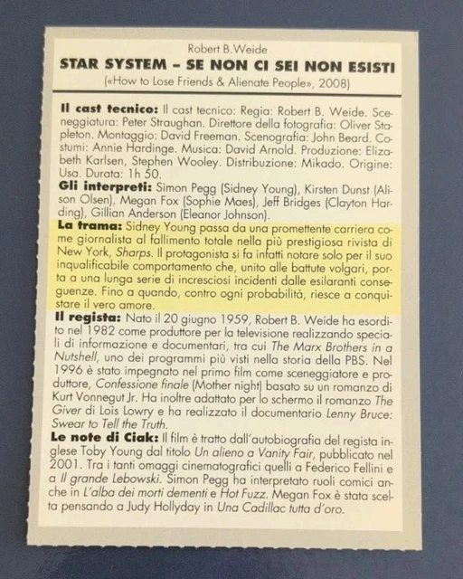 CARTOLINA CIAK STAR System Se Non Ci Sei Non Esisti Simon Pegg Megan ...