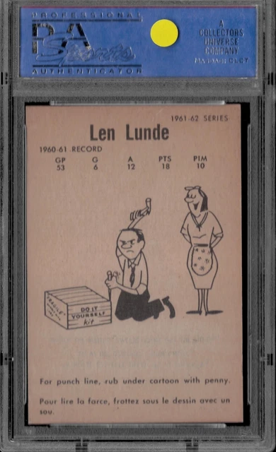 1961 1962 PARKHURST Len Lunde # 24 PSA 8 Hockey card $225.00 - PicClick CA