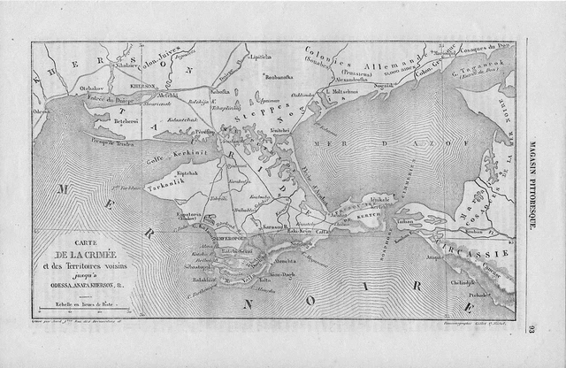 CARTA GEOGRAFICA ANTICA della CRIMEA Ucraina Old Map 1855 EUR 18,00 ...