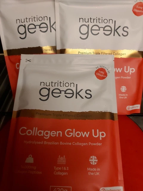 NUTRITION GEEKS COLLAGEN Glow Up Powder 14000mg, 420g, 30 Servings pack ...