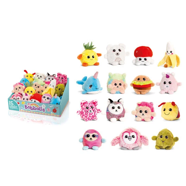 240009 MINI PLÜSCH Bobballs 15fach sortiert Banane Burger Avocado ...