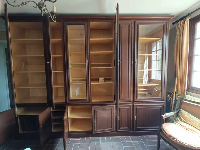 IMPORTANTE BIBLIOTHÈQUE VITRÉE en bois ciré et mouluré EUR 300,00 - PicClick FR