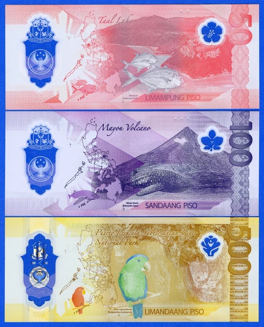 2025 2024 PHILIPPINES NEW POLYMER set - 50, 100, 500 Piso UNC Banknotes ...