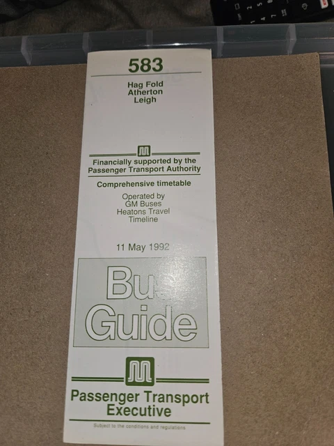 MANCHESTER TRANSPORT BUS Timetable Leaflet 583 GMPTE 11 May 1992 HL14 £ ...