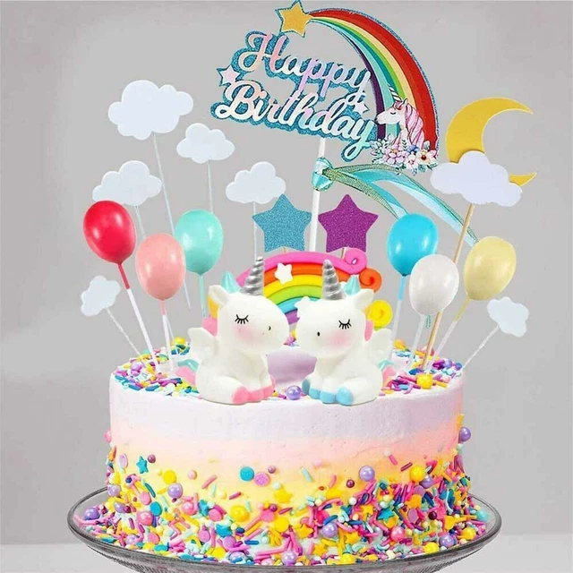 Birthday Unicorn Cake Topper Rainbow Happy Birthday Topper Cake