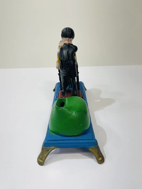 VINTAGE CAST IRON Dentist Pulling Tooth Chair Mechanical Coin Bank ...