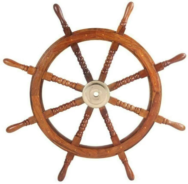 GRAND CAPITAINE DE Bateau Bateau En Bois 36 Pouces Roue De Navire Pirate Déco... EUR 209,69 ...