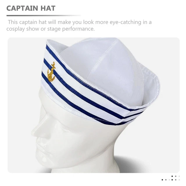 SAILOR HAT POLYESTER Captain Hat Prop For Men Women Boat Party Cosplay ...