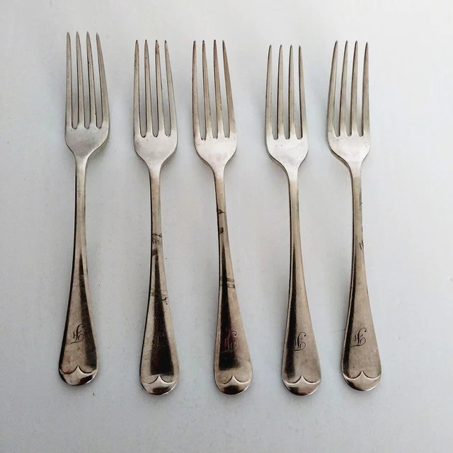 SET OF 5 Dixon Forks A1 Antique Vintage Silverware James Dixon & Sons ...