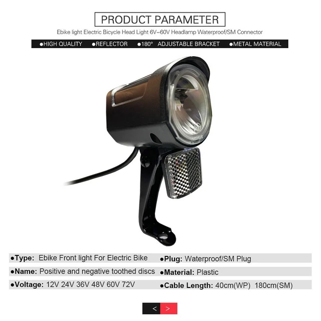 PHARE DE V LO lectrique lumi re avant plastique prise SM projecteur accessoi EUR 32,81 - PicClick FR
