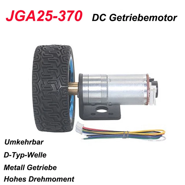 MOTORE CAMBIO DC 6V 12V 24V con encoder 65mm kit ruote 12-1360RPM JGA25 ...