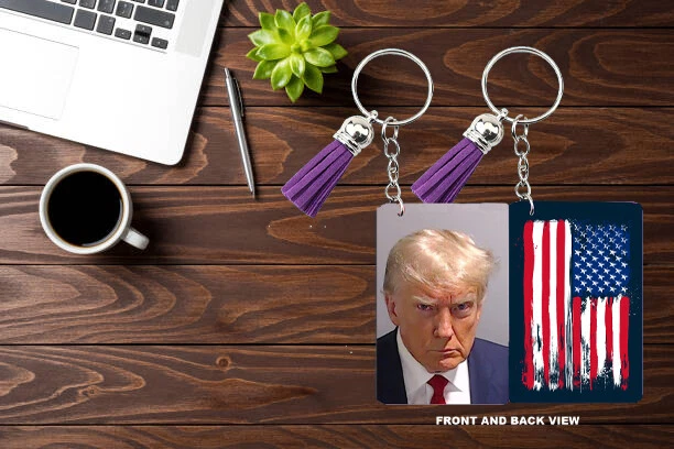 SUBLIMATION KEYRING KEYCHAIN Mdf Trump President Mugshot Police Donald ...