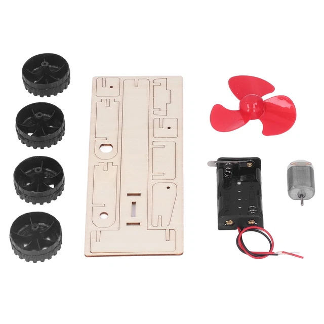WOODEN ELECTRIC WIND Car Model Fan Motor Science Teaching Aids ...