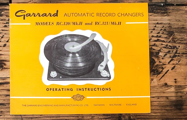 GARRARD MODEL RC 120 RC 121 MK II Record Player Owner / User Manual ...