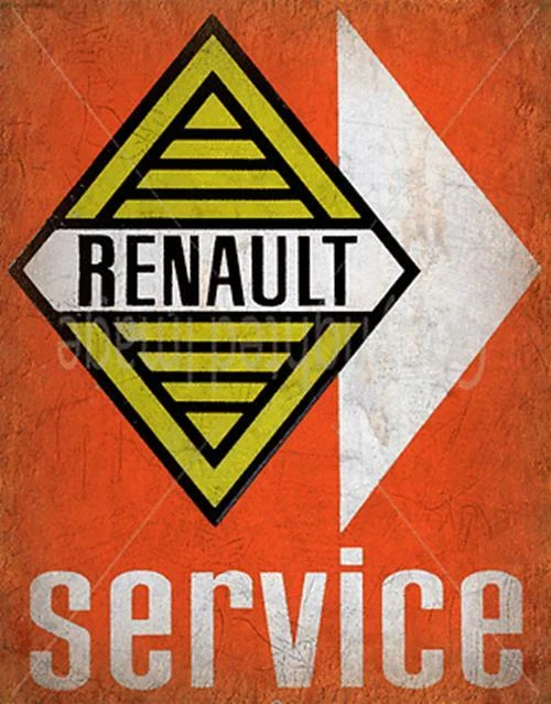 RENAULT SERVICE VINTAGE Garage Advertising Metal Tin Sign Poster Plaque ...