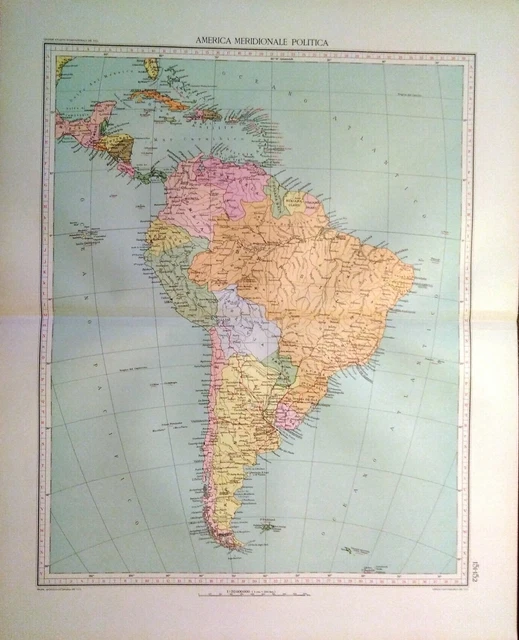ANTIQUE MAP SOUTH AMERICA between 1 and 2 WAR m. 1929 Antique map £35. ...