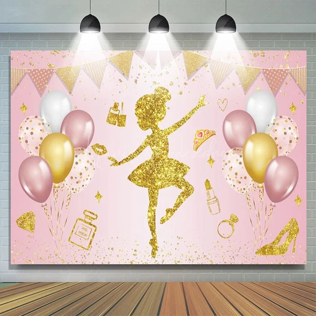 LOFARIS PINK SWEET Balloon Ballerina Happy Birthday Backdrop $36.09 ...