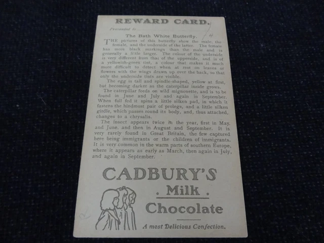 CADBURYS MILK CHOCOLATE Reward Advertising Card The Bath White ...
