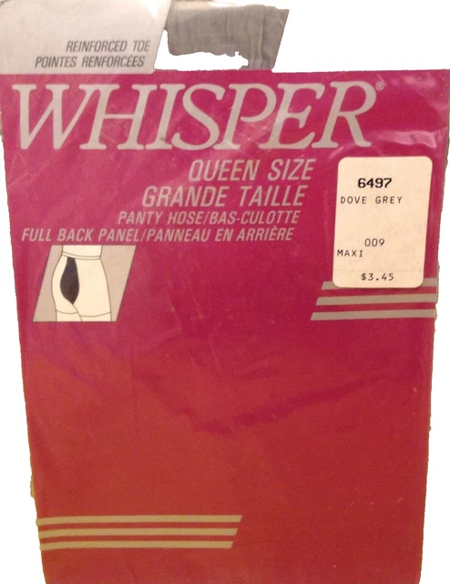 VINTAGE PANTYHOSE WHISPER Queen Full Back Panel Color Dove Grey Size ...