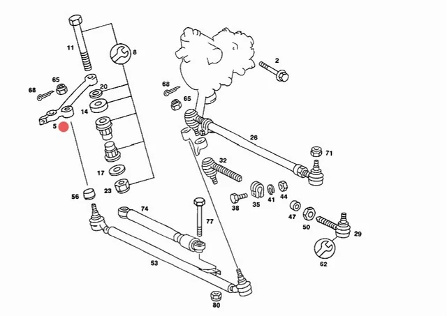 MERCEDES W116 W123 W126 R107 SL INTERMEDIATE ARM STEERING BOX OEM ...