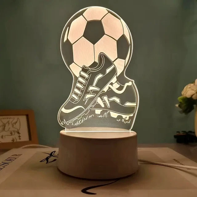 3D FOOTBALL BOOTS Night Light Soccer Ball LED Light Desk Table Lamp ...