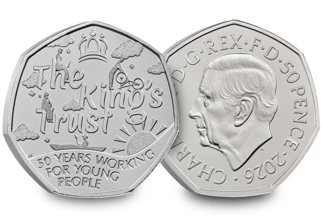 NEW 2026 UK 50p Coin Blue Card 50th Anniversary of The King’s Trust 50p ...