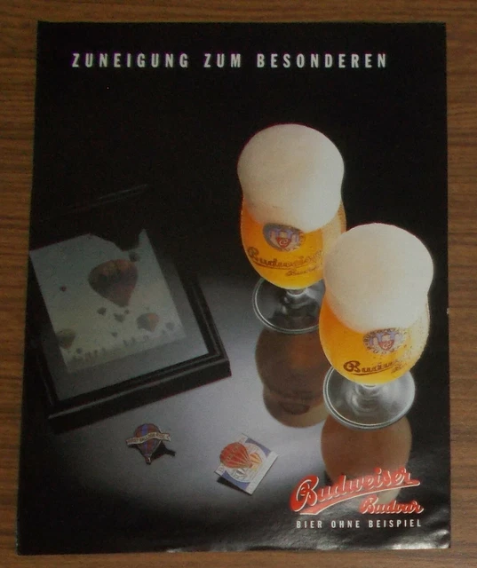 VINTAGE 1991 BUDWEISER BEER Budvar Hot Air Balloon Print Ad ...