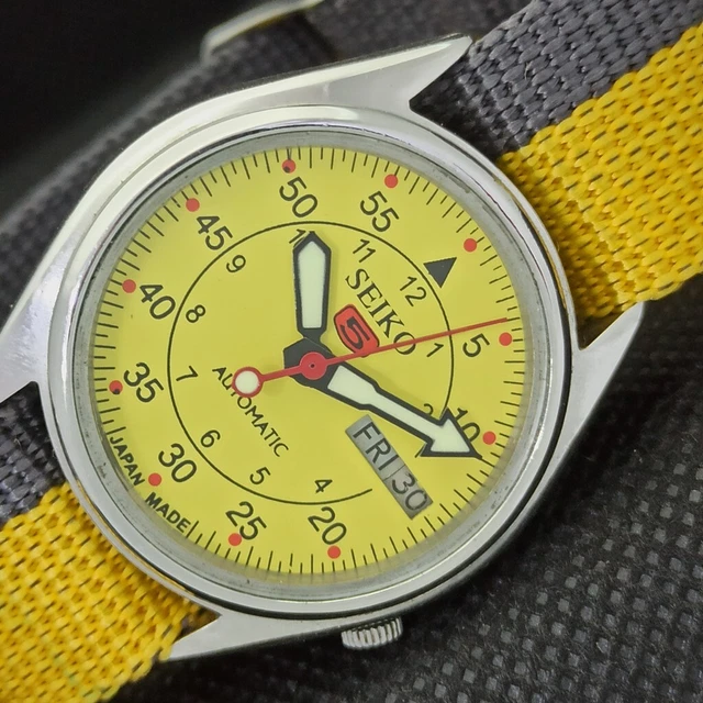 OLD VINTAGE SEIKO 5 AUTOMATIC 7009A JAPAN MENS D/D YELLOW WATCH 545d ...