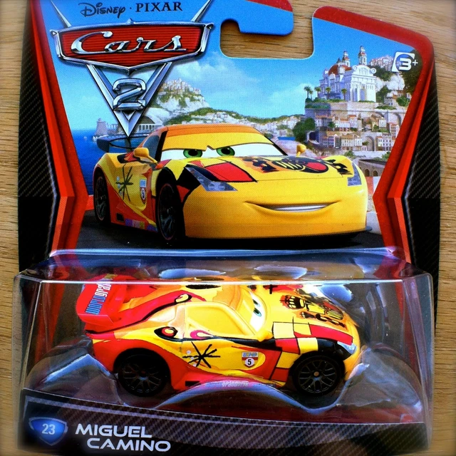 DISNEY PIXAR CARS 2 MIGUEL CAMINO diecast #23 WORLD GRAND PRIX SPAIN ...