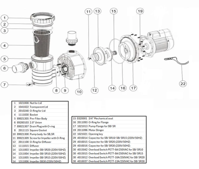 MEGA SB SERIES Swimming Pool Pump Parts Genuine Manufacturers Parts £44 ...